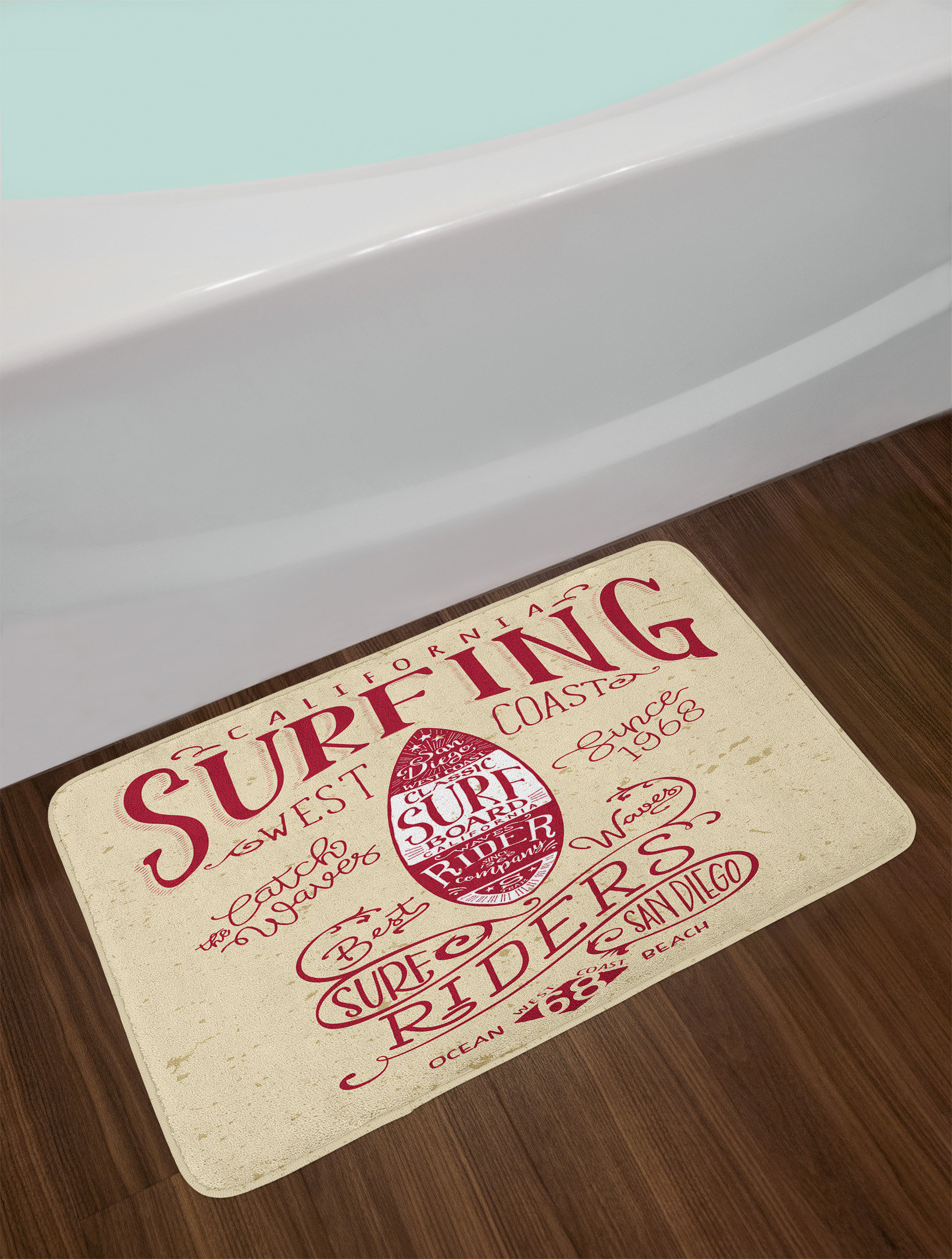 East Urban Home San Diego Plush Bath Mat, California Surf Vintage, 30.2 ...