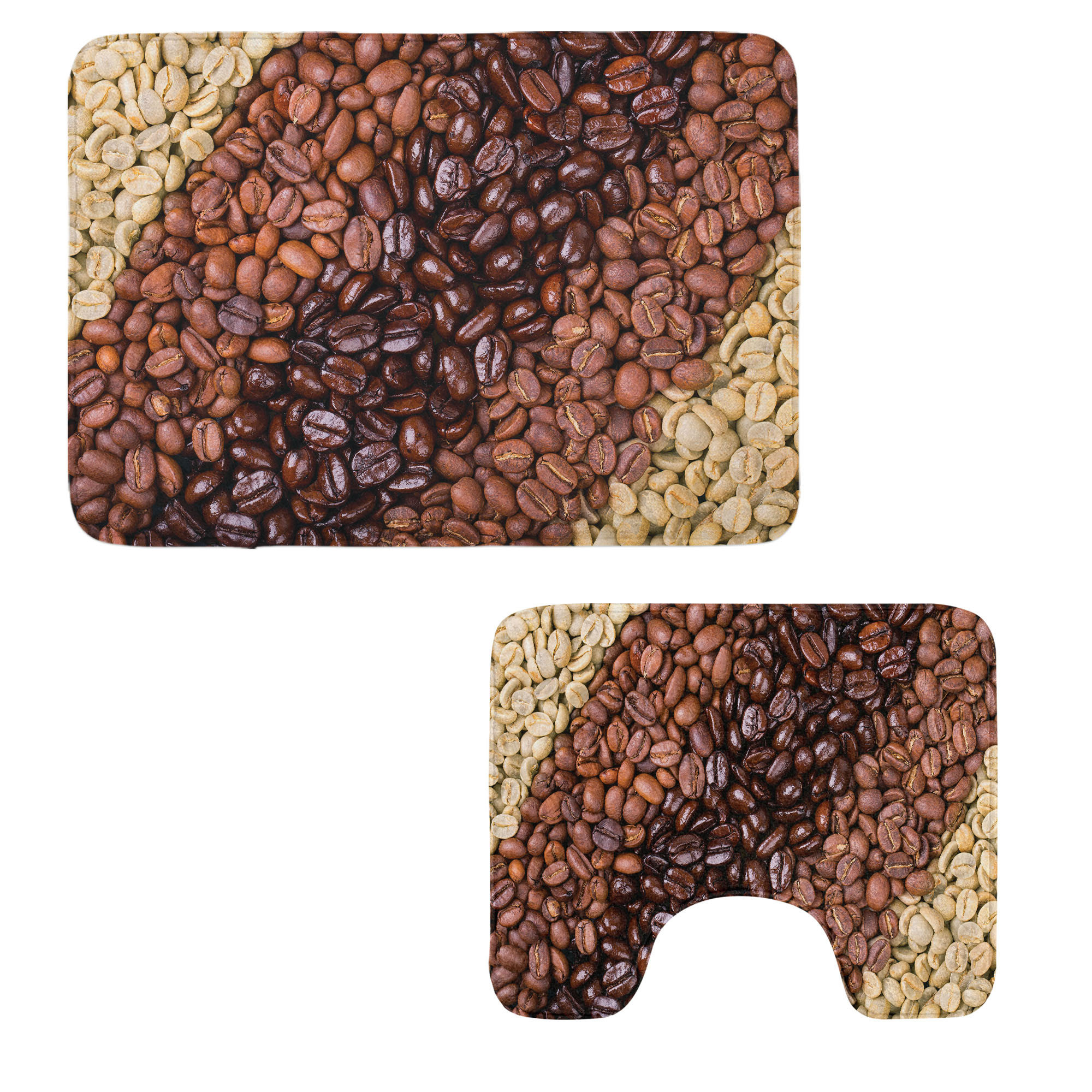 East Urban Home Coffee Bathroom Rug Set 2 Pieces Rectangle & Contour ...
