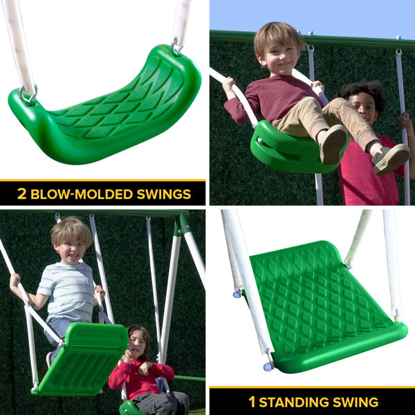 Sportspower Park Ridge Metal Swing Set With 2 Swings, Standing Swing, 2 ...