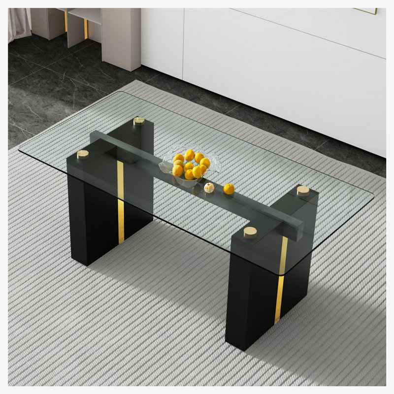 Mercer41 Large modern simple rectangular glass table | Wayfair
