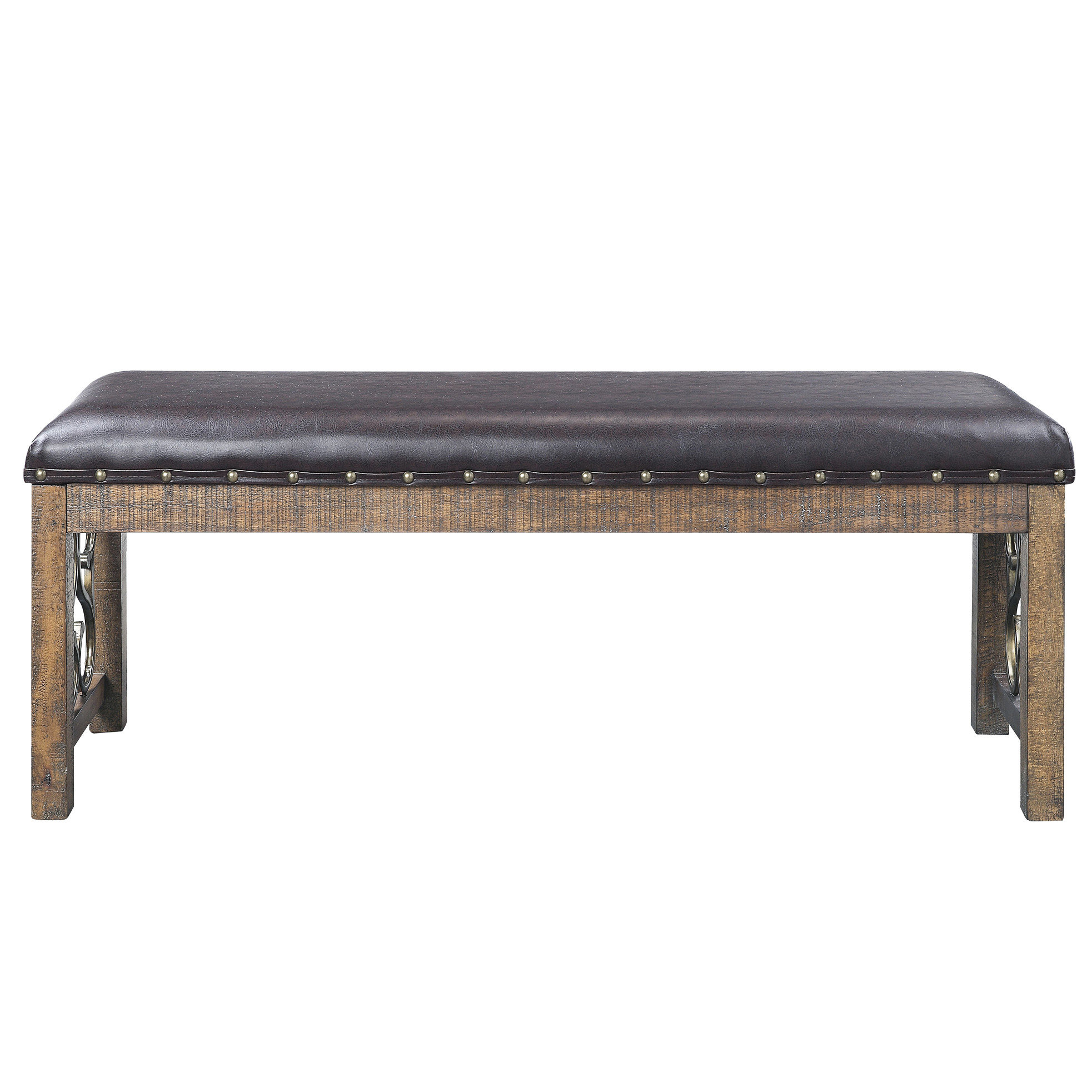 Ophelia & Co. Elegant Black Faux Leather Dining Bench With Weathered ...