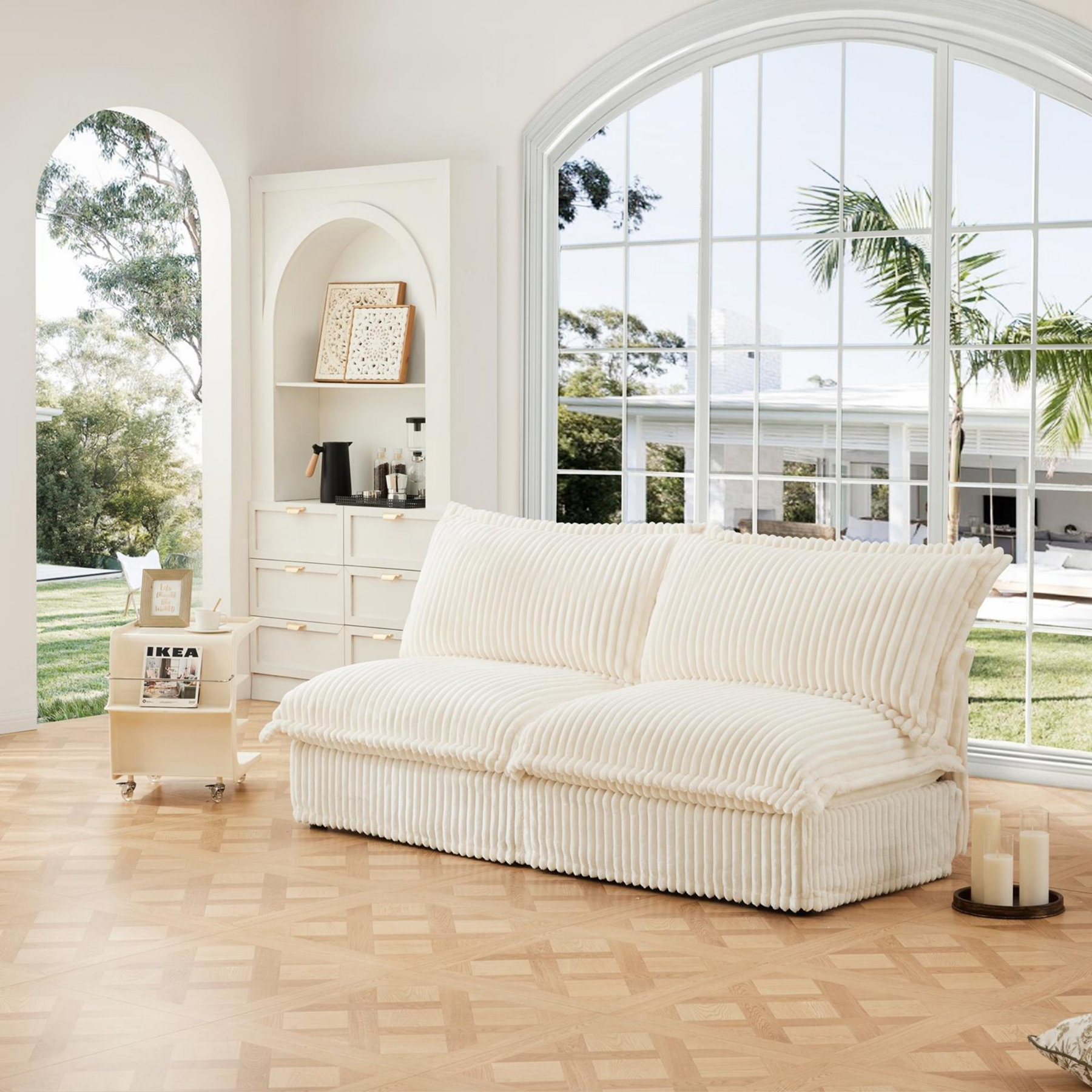 Latitude Run® Slipcovered 2 Seater Armless Sofa, Free Combination ...