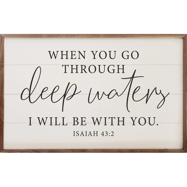 Trinx Deep Waters Isaiah 43 2 White Framed On Wood Textual Art | Wayfair
