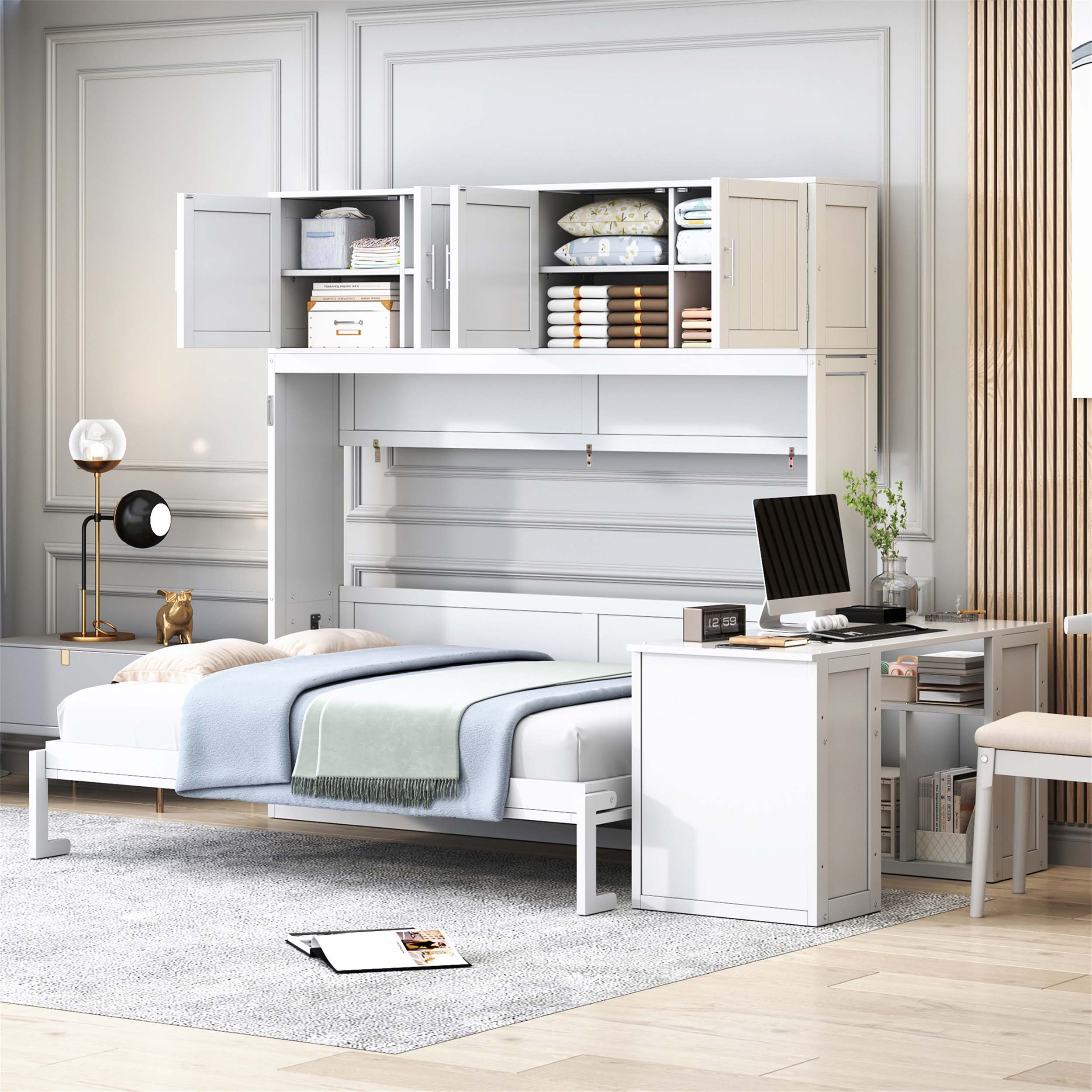 Winston Porter Multifunctional Wall-Mounted Bed With Adjustable Desk ...