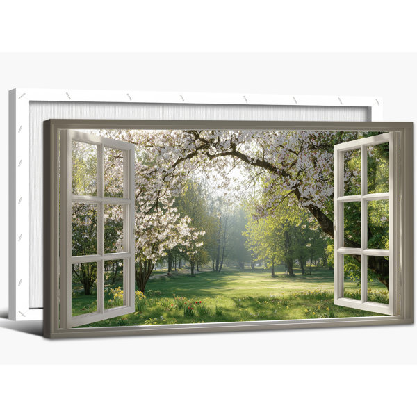 The Holiday Aisle® Spring Open Window Wall Art, Floral Nature Canvas ...