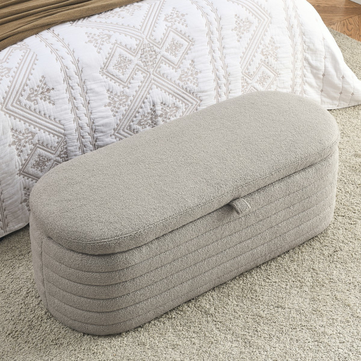 Latitude Run® Gray wood + Polyester Bench | Wayfair