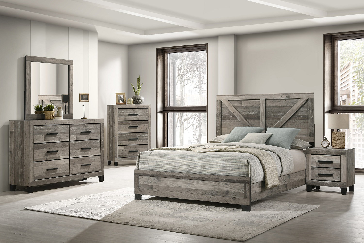 August Grove Bewdley 4-pc Grey Rustic Queen Bedroom Set - Wayfair Canada
