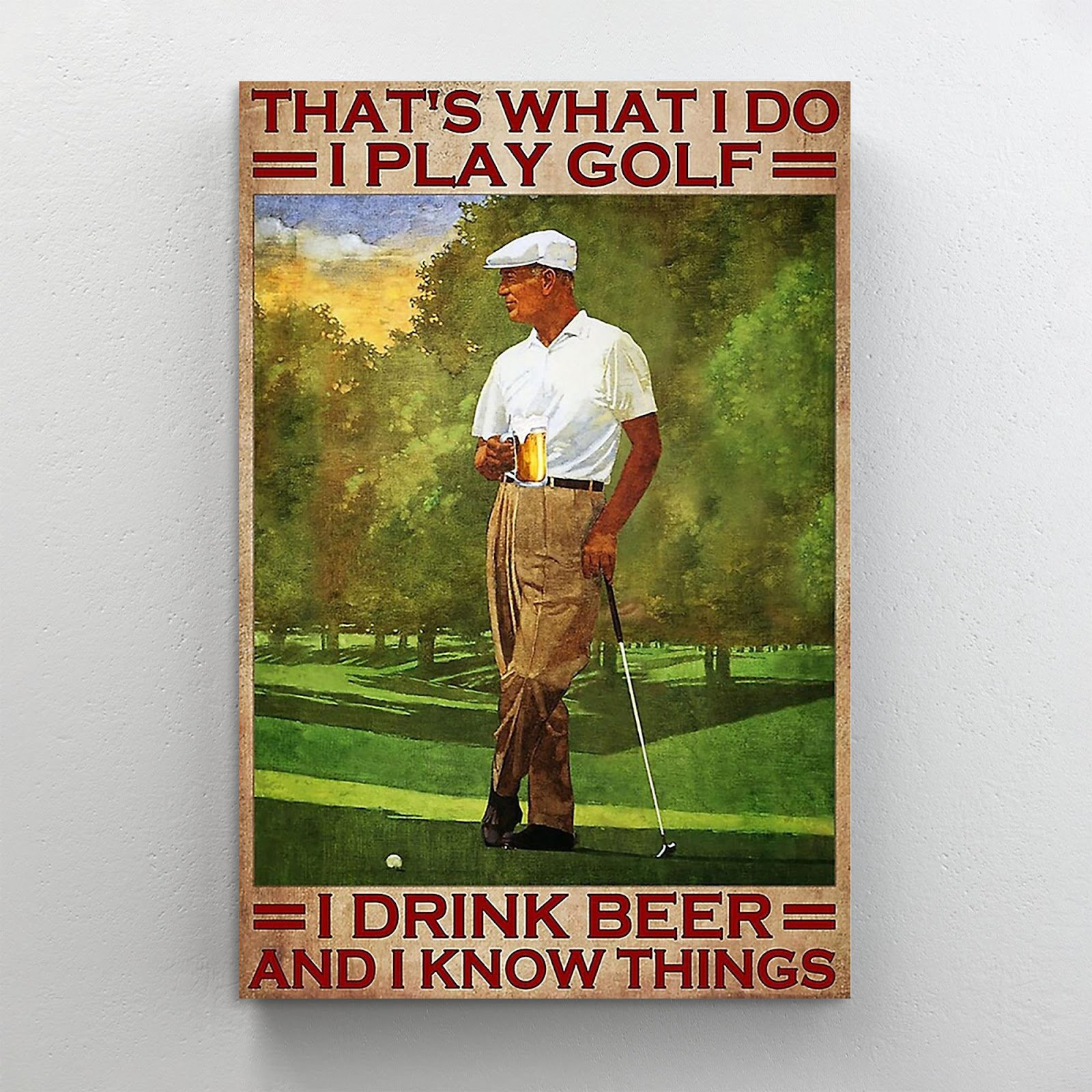 Trinx I Play Golf with Drinking Beer - Wrapped Canvas Graphic Art | Wayfair