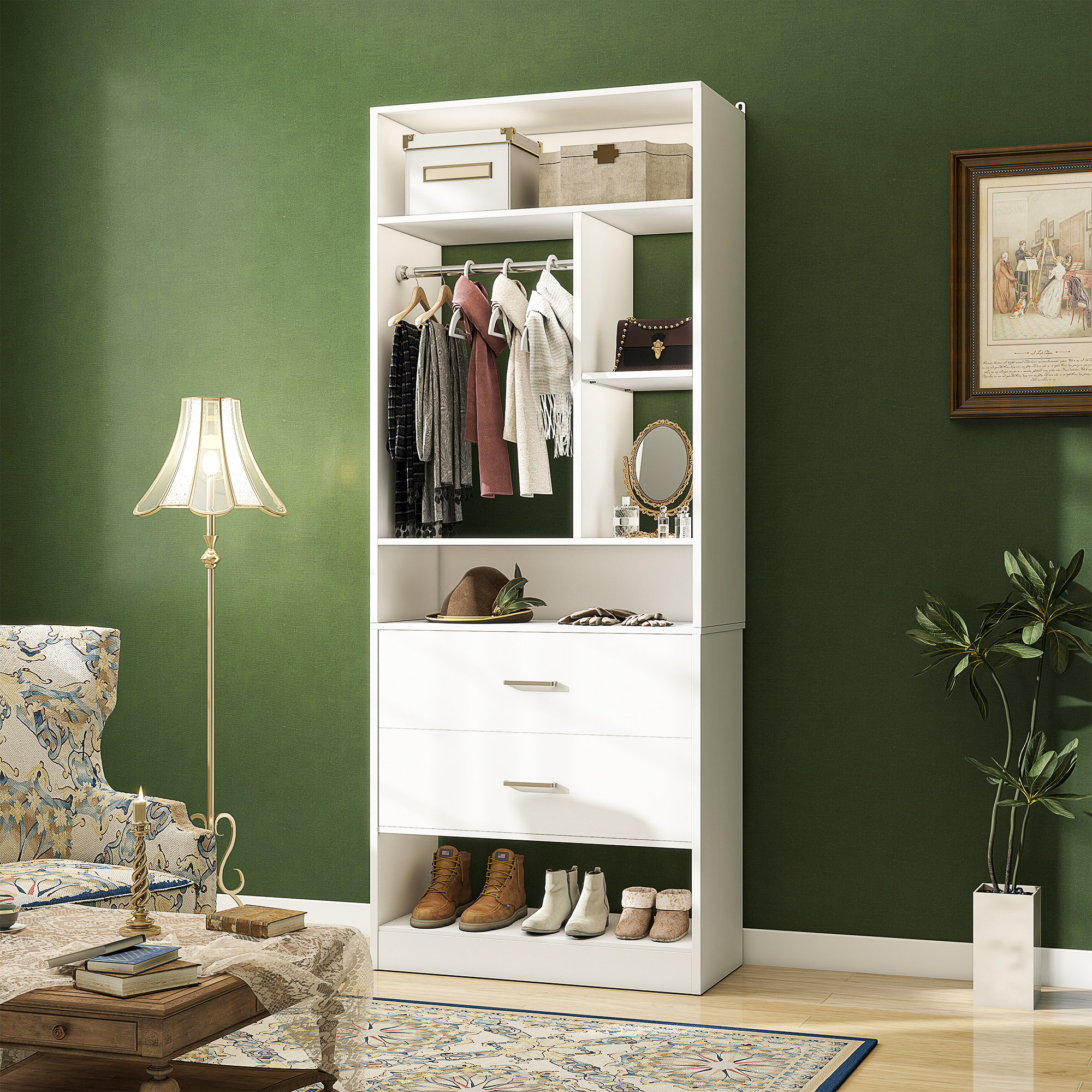 Latitude Run® Freestanding Small 24" Closet System With 2 Wood Drawers ...