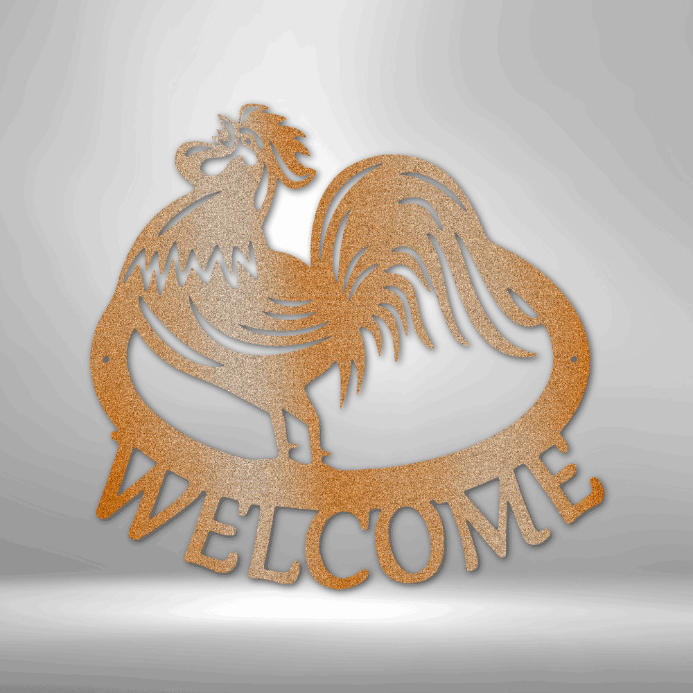 August Grove® Welcome Rooster Steel Sign Laser Cut Powder Coated Home ...