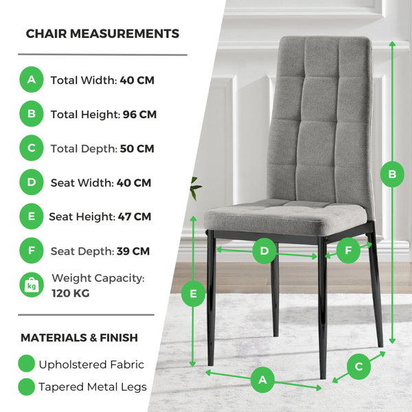 17 Stories Pallo Button Tufting Luxury Fabric Dining Chairs - Modern ...