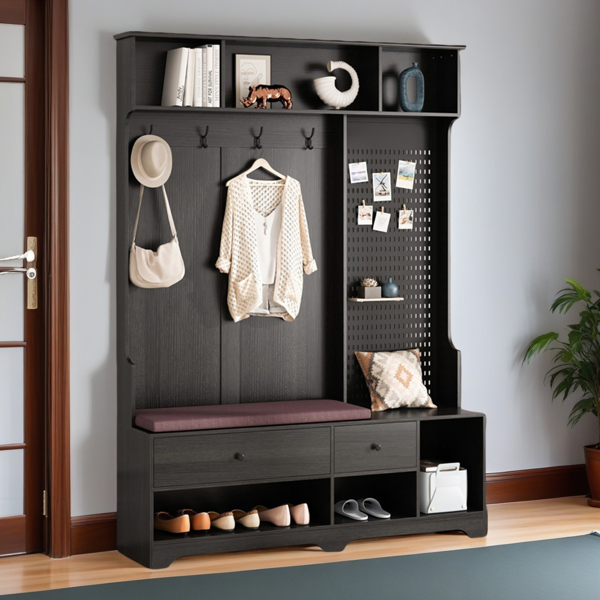 Magiccactus Multi-Purpose Hallway Hall Tree With Removable Linen ...