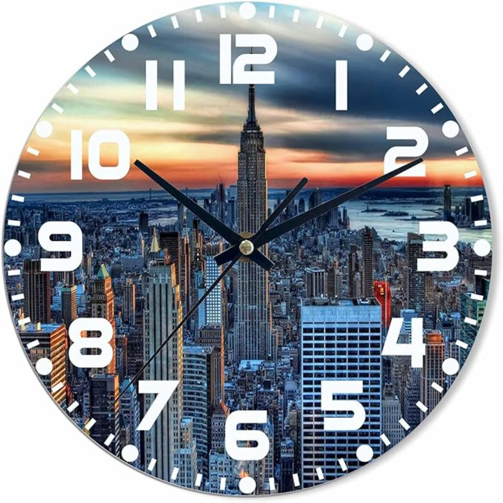 Latitude Run® Building Wall Clock Battery Operated New York World ...