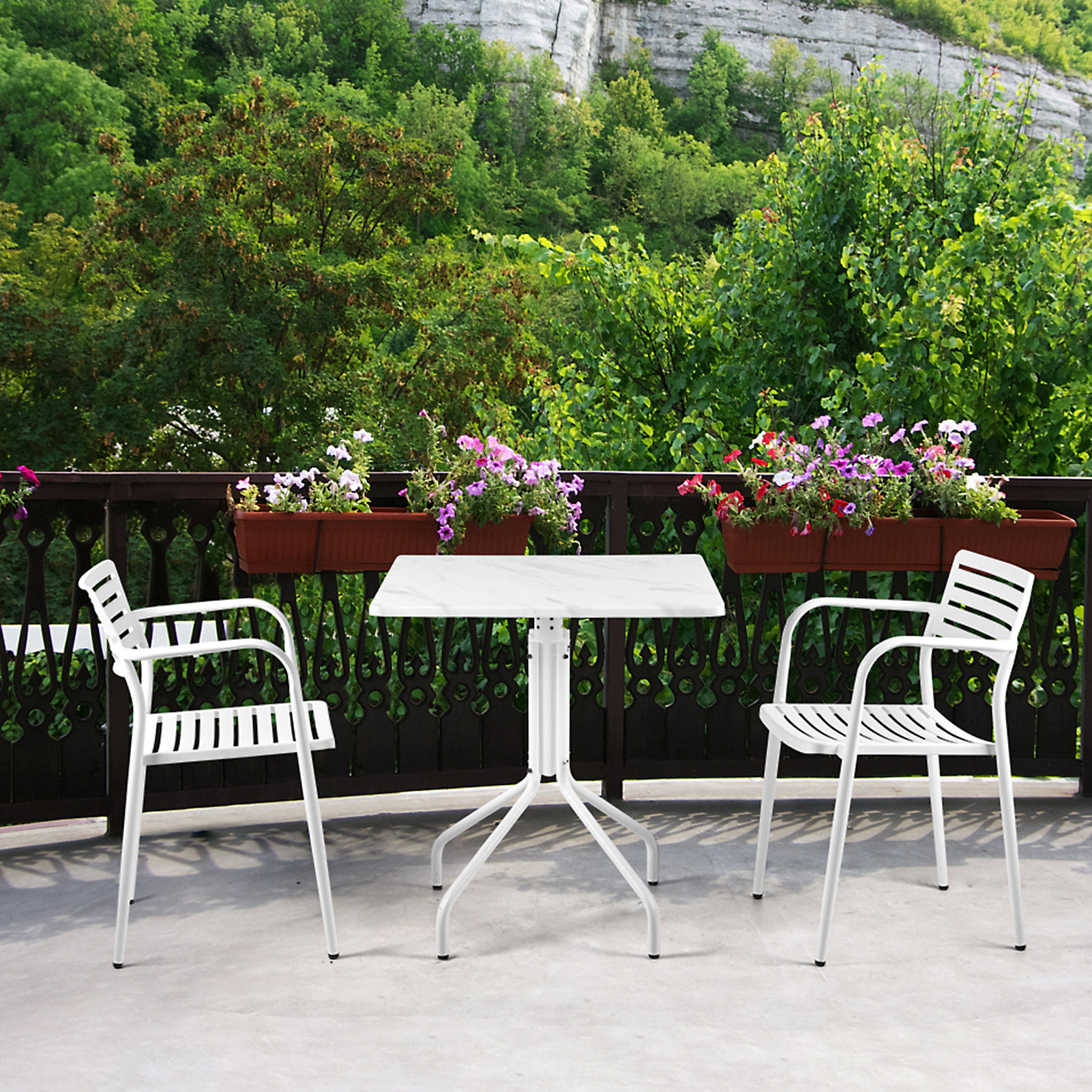 Latitude Run® Set Of 3,Outdoor Patio Metal Dining Table Chair Sets, 27. ...