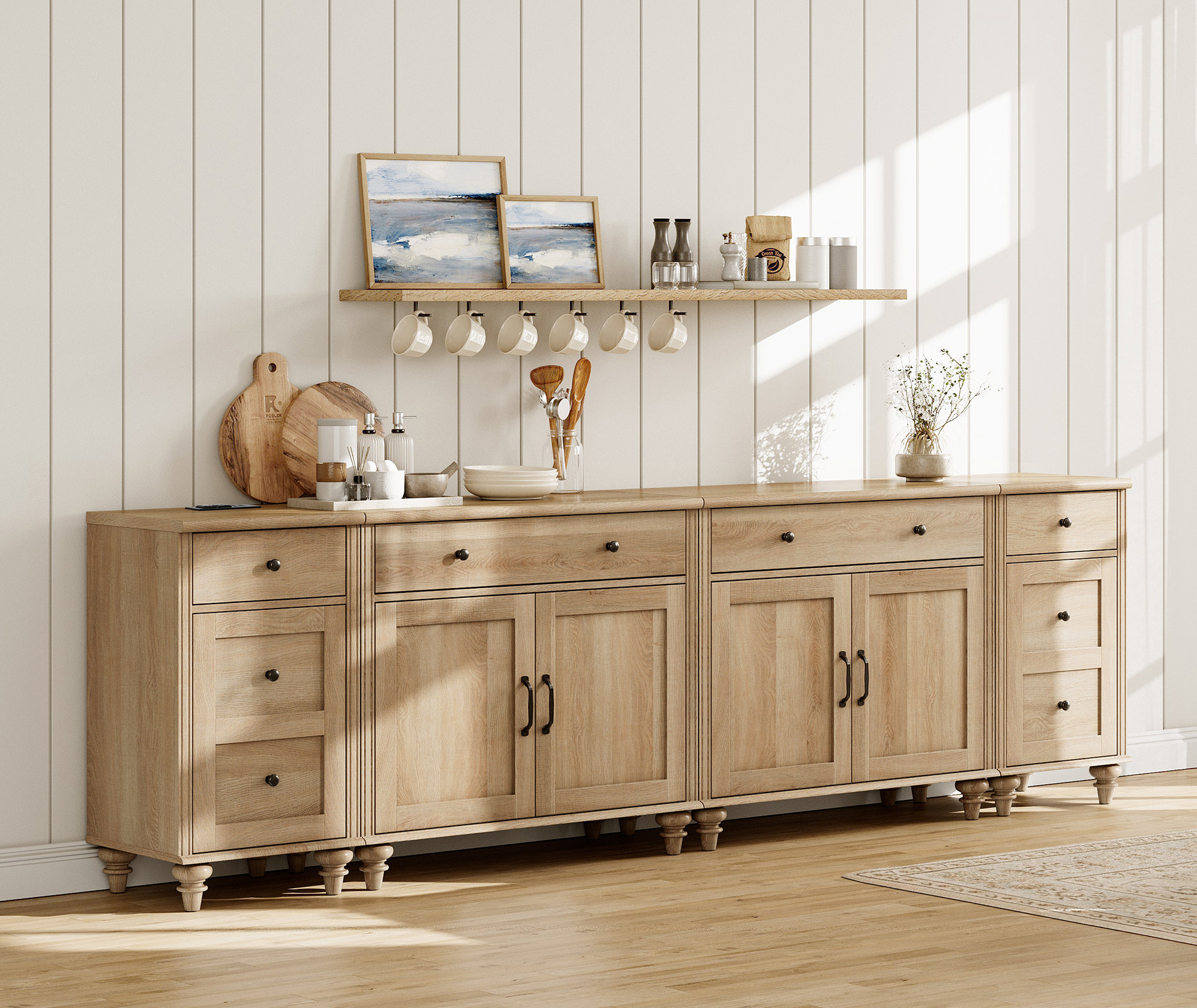 Darby Home Co Kitchen Buffet Sideboard Cabinet With 2 Drawers And 4 ...