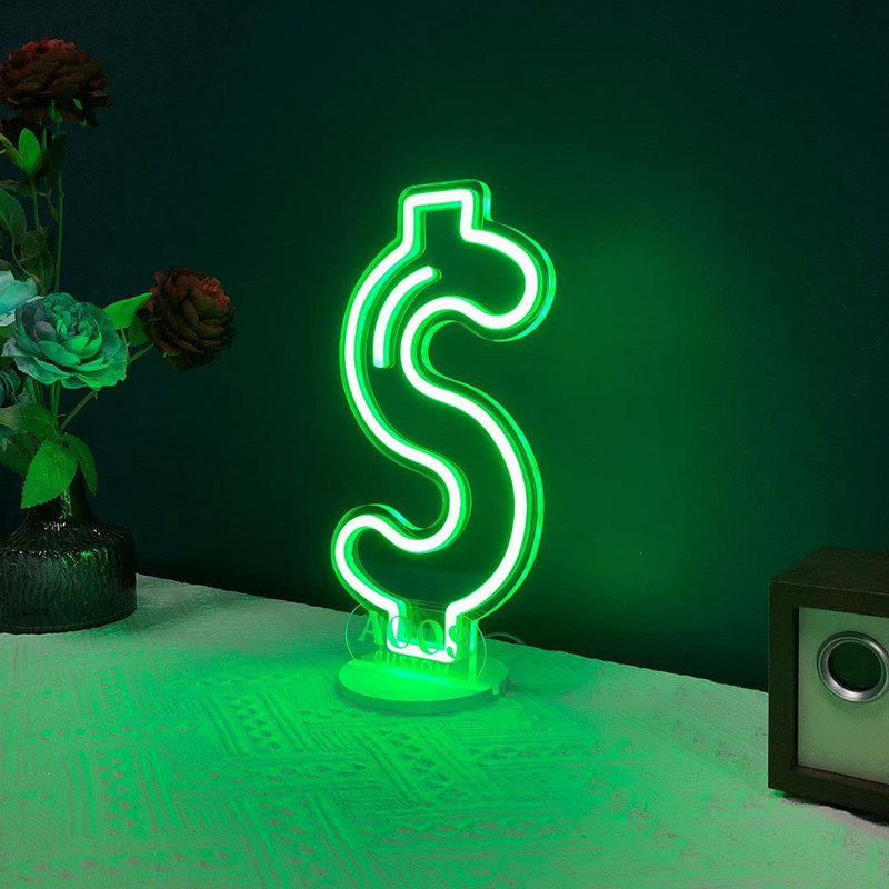 AOOS CUSTOM Dollar 12" LED Novelty Neon Sign | Wayfair