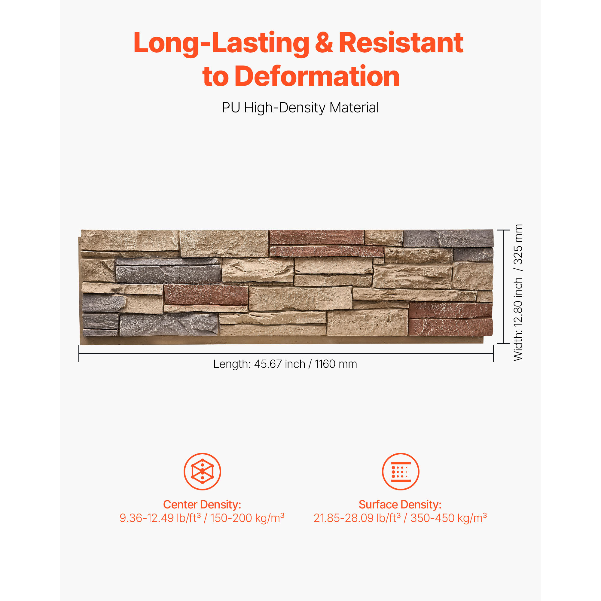Stellweilan Tessberg Faux Stacked Stone Wall Panel 45.6x12.8 in PU ...