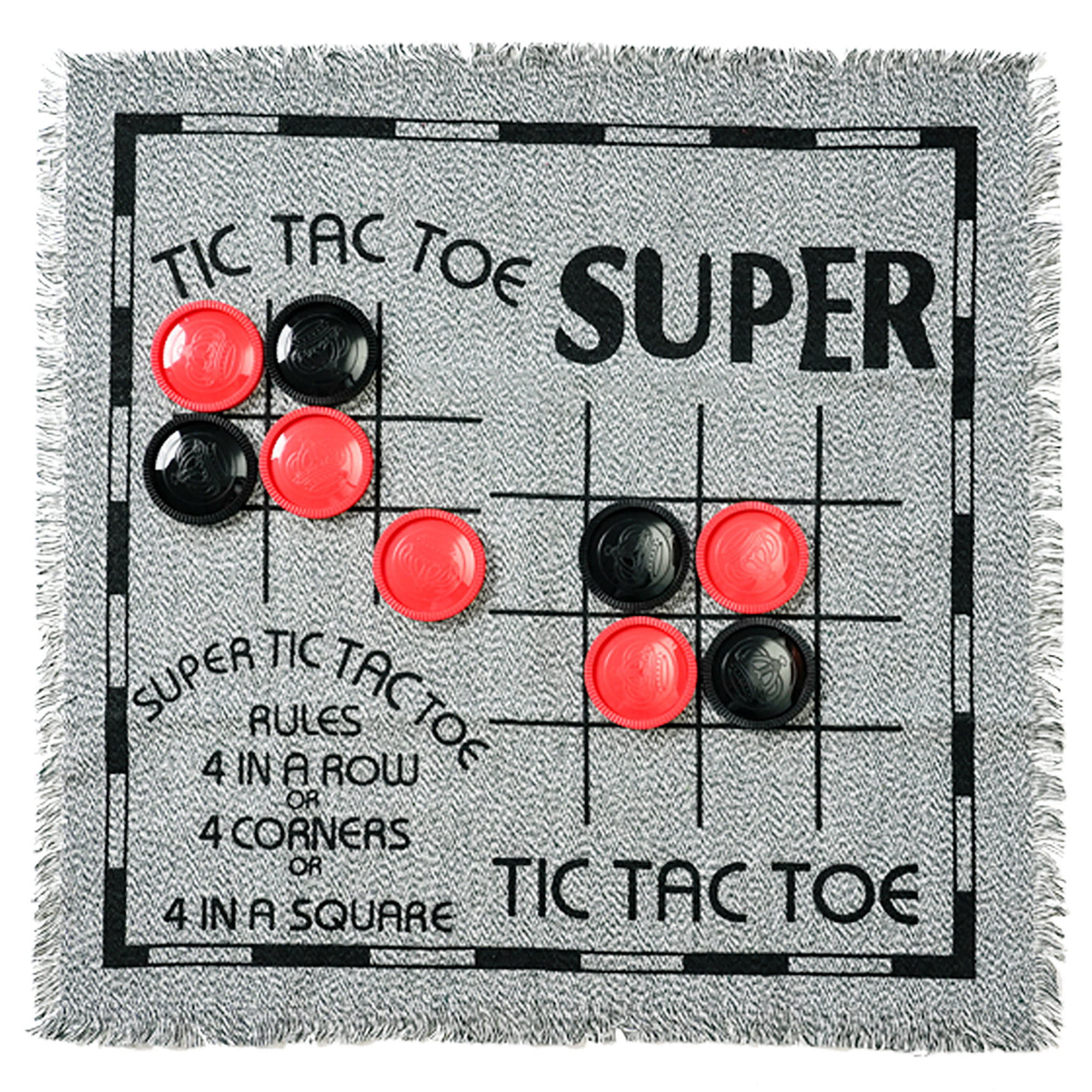 Trimate: 3-In-1 Giant Checkers & Tic Tac Toe - Jumbo 25.6" Square Rug ...