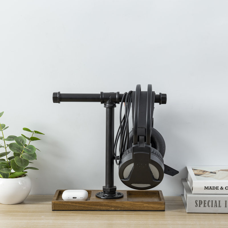 Williston Forge Audio Headphone Display Stand with Accessories Tray ...
