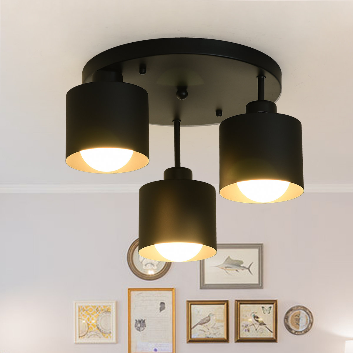 Blue Elephant 3 -Light 34cm Dimmable Cluster Semi Flush Mount & Reviews ...