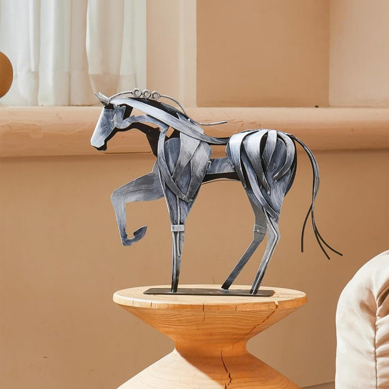 Foundry Select Metal Horse Statue Decor, Modern Horse Sculpture ...