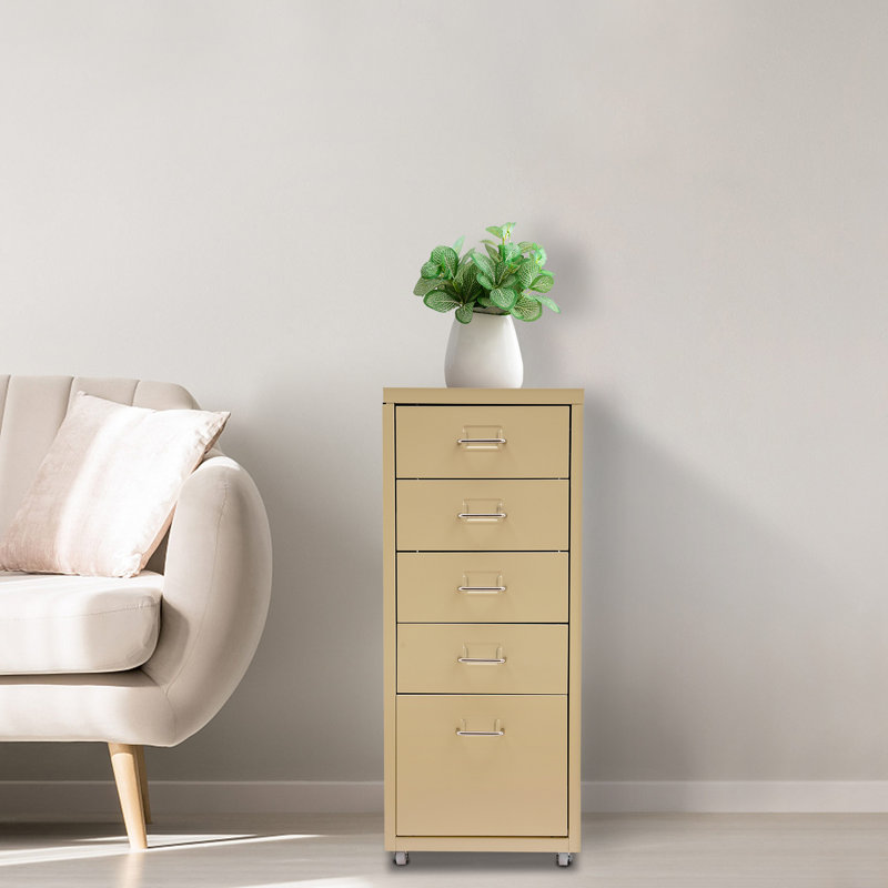 Ebern Designs Riesner 5-Drawer Storage Cabinet with Wheels | Wayfair