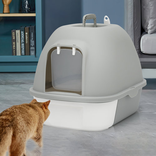 Tucker Murphy Pet™ Enclosed Cat Litter Box Tray Anti-Splashing Pet ...