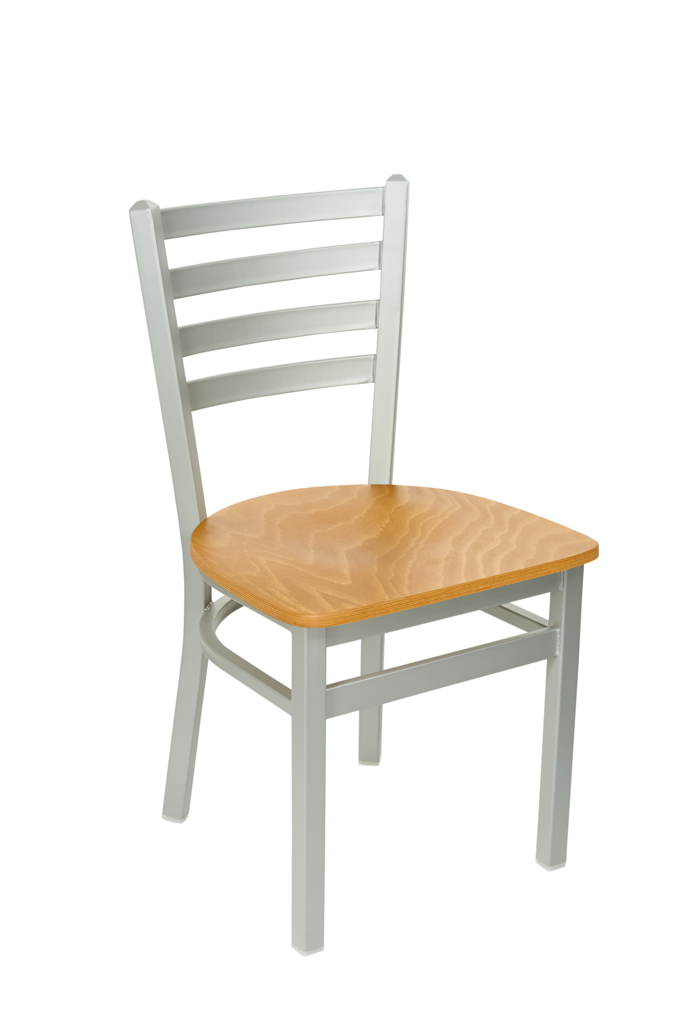 BFM Seating Lima Ladder Back Chair - Natural Wood Seat - Steel Frame ...