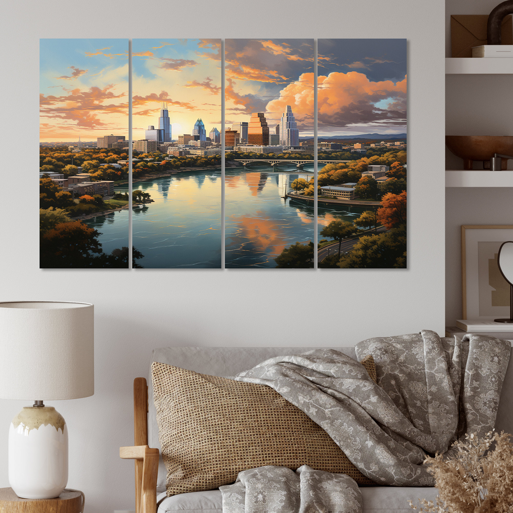 Winston Porter Austin Dynamic Cityscape IV On Canvas 4 Pieces Print ...