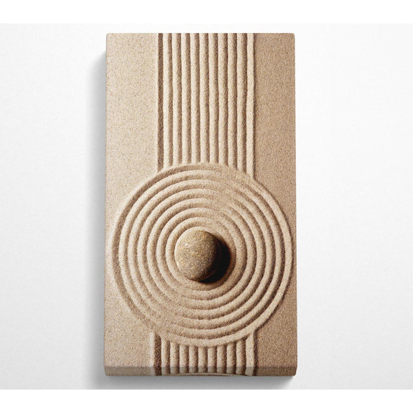 Ebern Designs Flloyd Circular Sand Script Zen - Wrapped Canvas Art ...