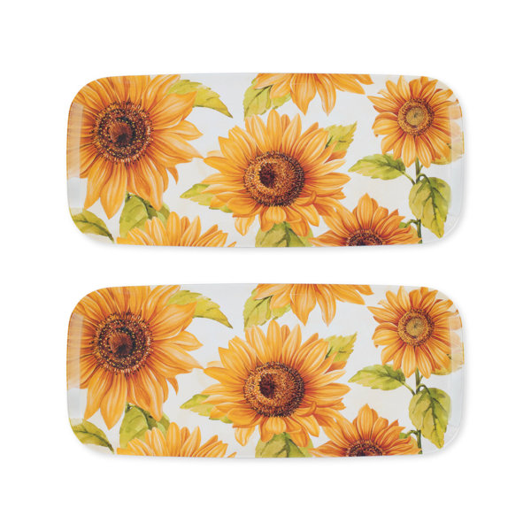 Gracie Oaks Miapetra Sunflower Melamine Serving Tray | Wayfair