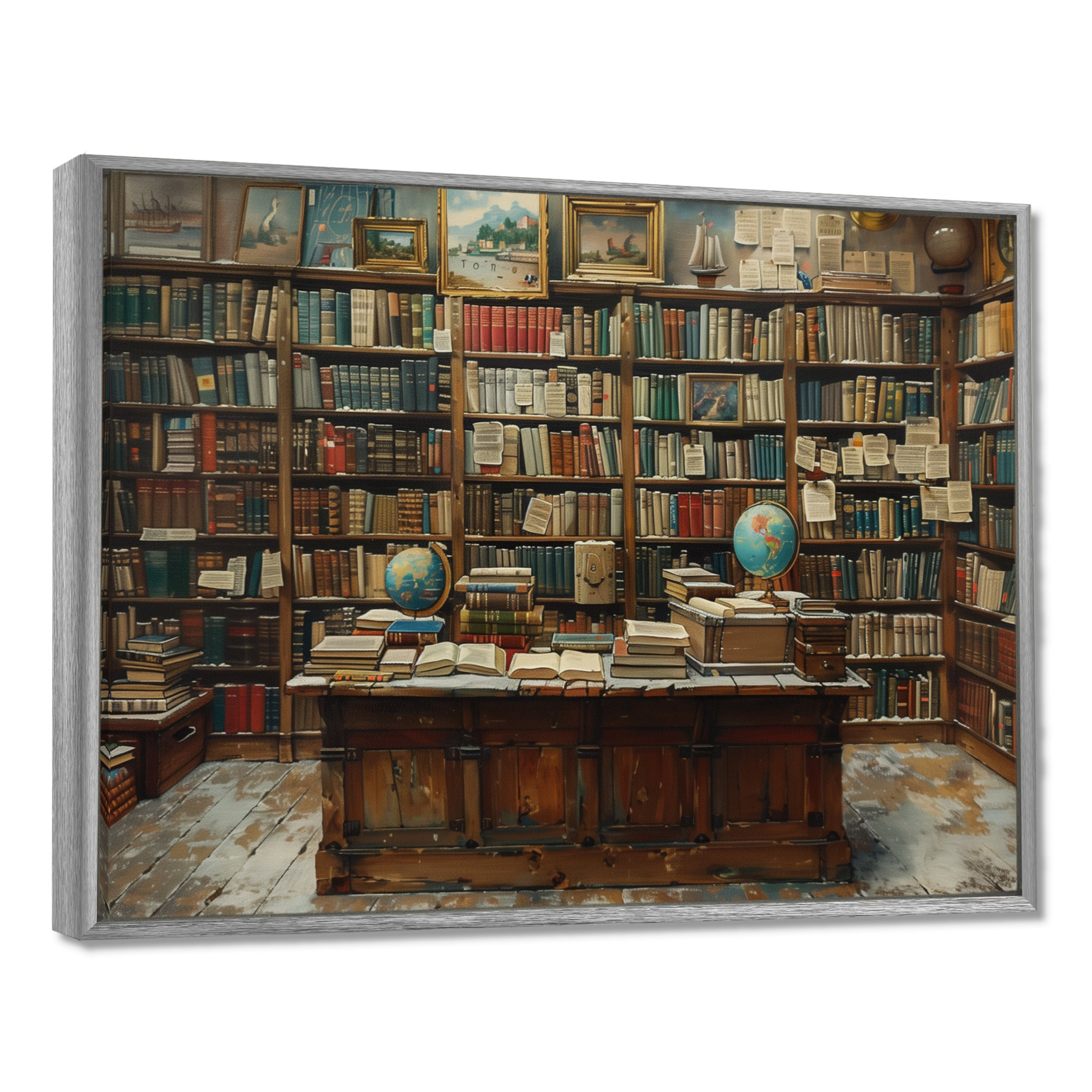 Winston Porter Brown Beige Vintage Library Books Wonder - Libraries ...