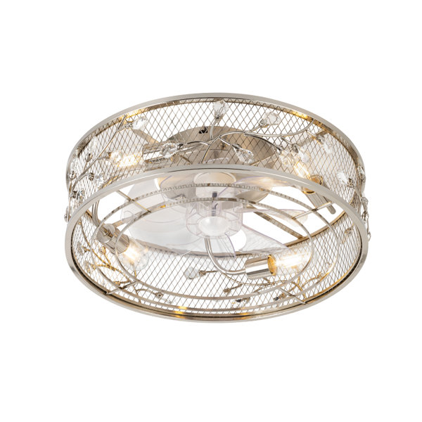 Mercer41 Yemisi 19'' Enclosed Caged Glass Crystal Ceiling Fan with ...