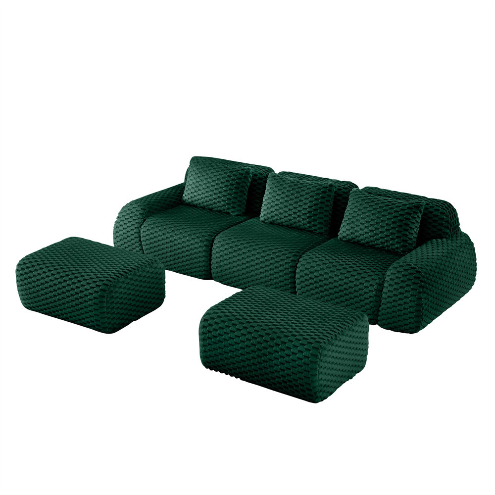 Latitude Run® 114" Flannel U-Shaped Modular Sectional With Movable ...