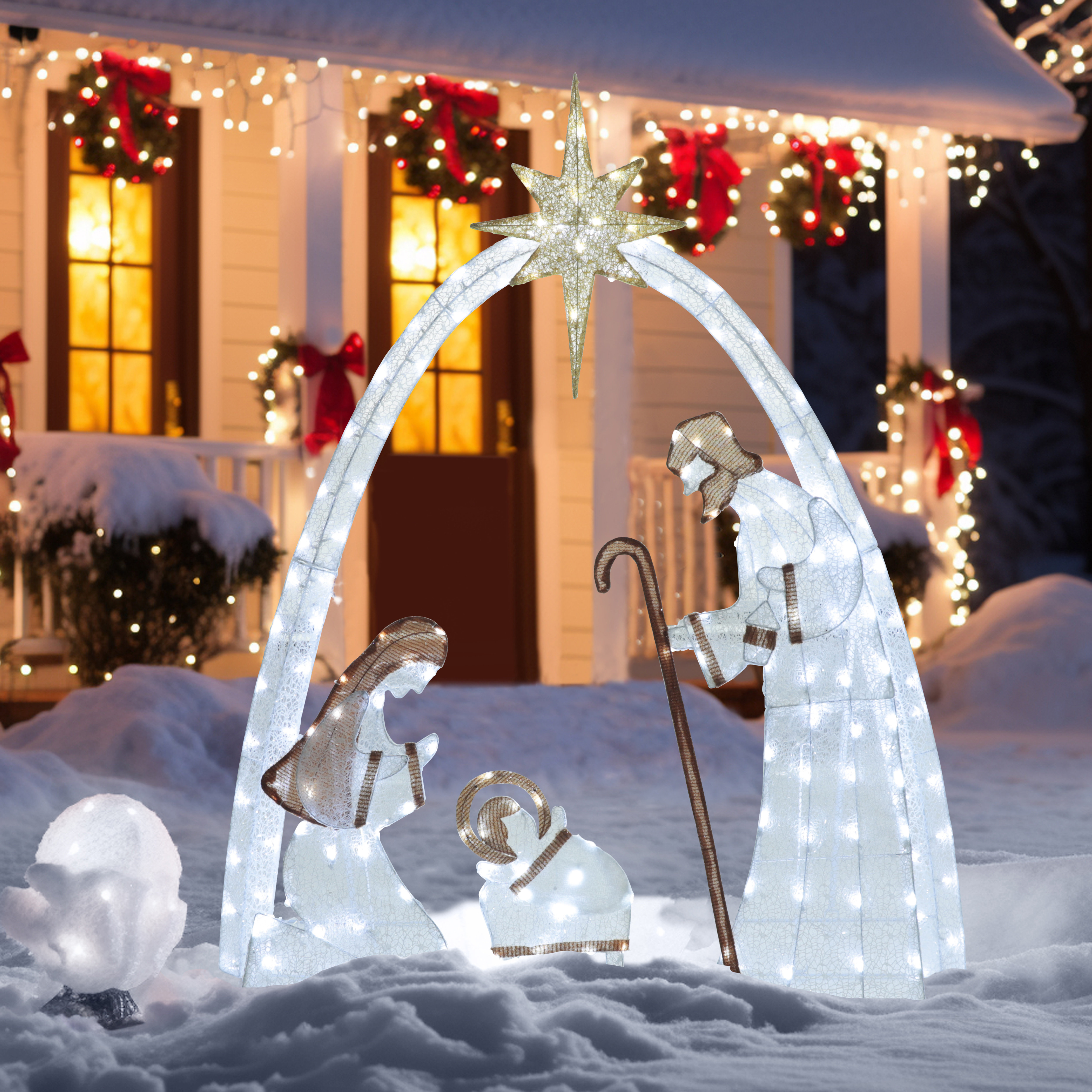 The Holiday Aisle® Gutierrez 5FT Christmas Nativity Scene Lighted Yard ...