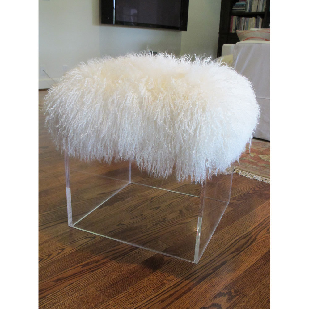 Jamie Dietrich Bella Fluff Acrylic Tibetan Lamb Top Vanity Stool | Wayfair