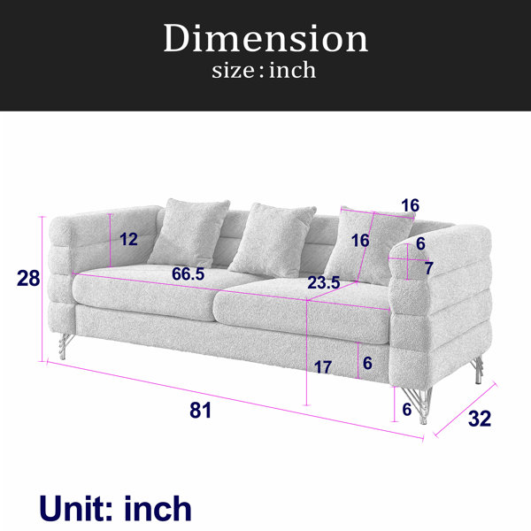 Latitude Run® 81 Inch Oversized 3 Seater Sectional Sofa, Living Room ...