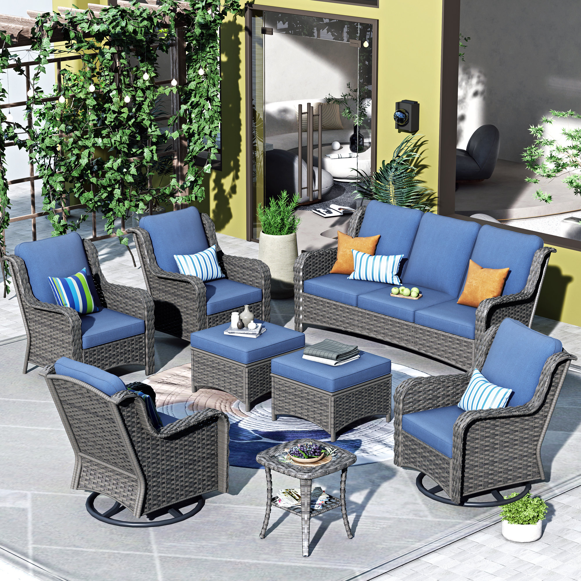 Wildon Home® Selma 8 Piece Sofa Seating Group with Cushions & Reviews ...