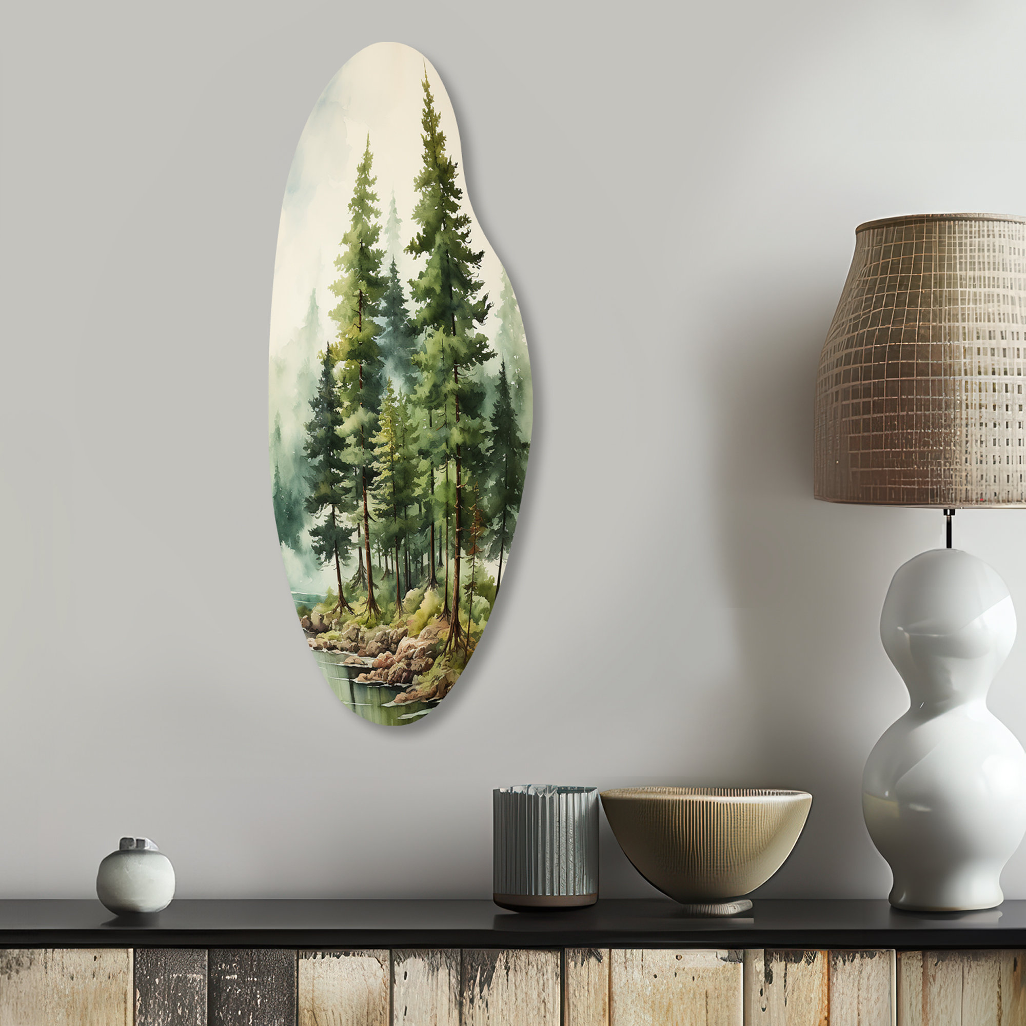 East Urban Home Groveton - Tree Pine Curved Shape Metal Wall Sculpture ...