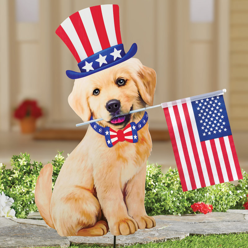 Ophelia & Co. Patriotic Realistic Lab Outdoor Garden Stake | Wayfair