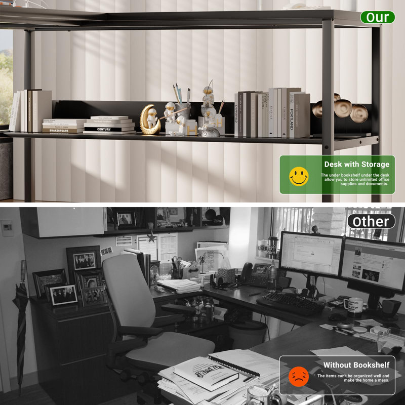 Wrought Studio™ Afjol 47'' Reversible L Shaped Desk with Power Outlet ...