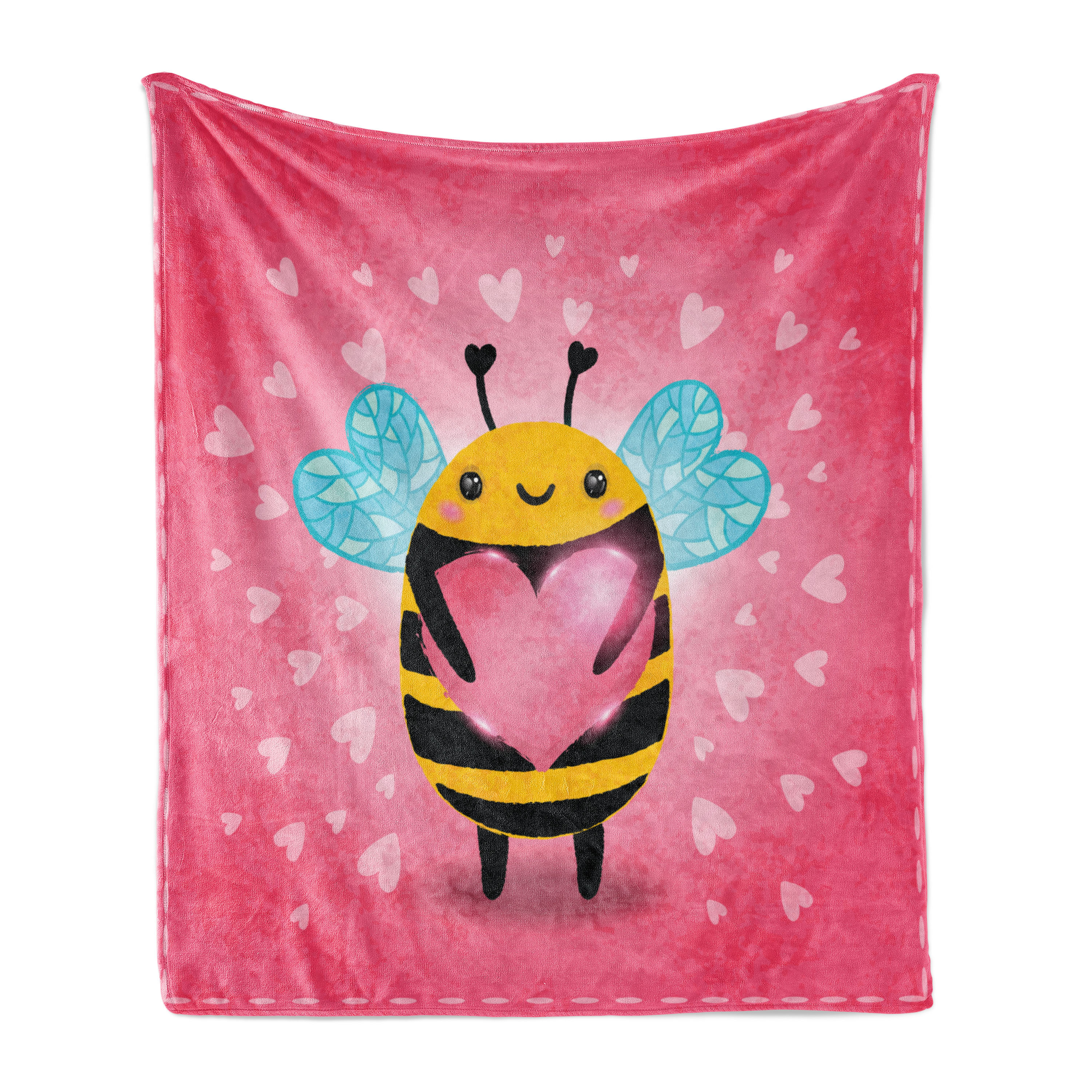 Ambesonne Queen Bee Fleece Throw Blanket Bumblebee Cartoon Coral Pale ...