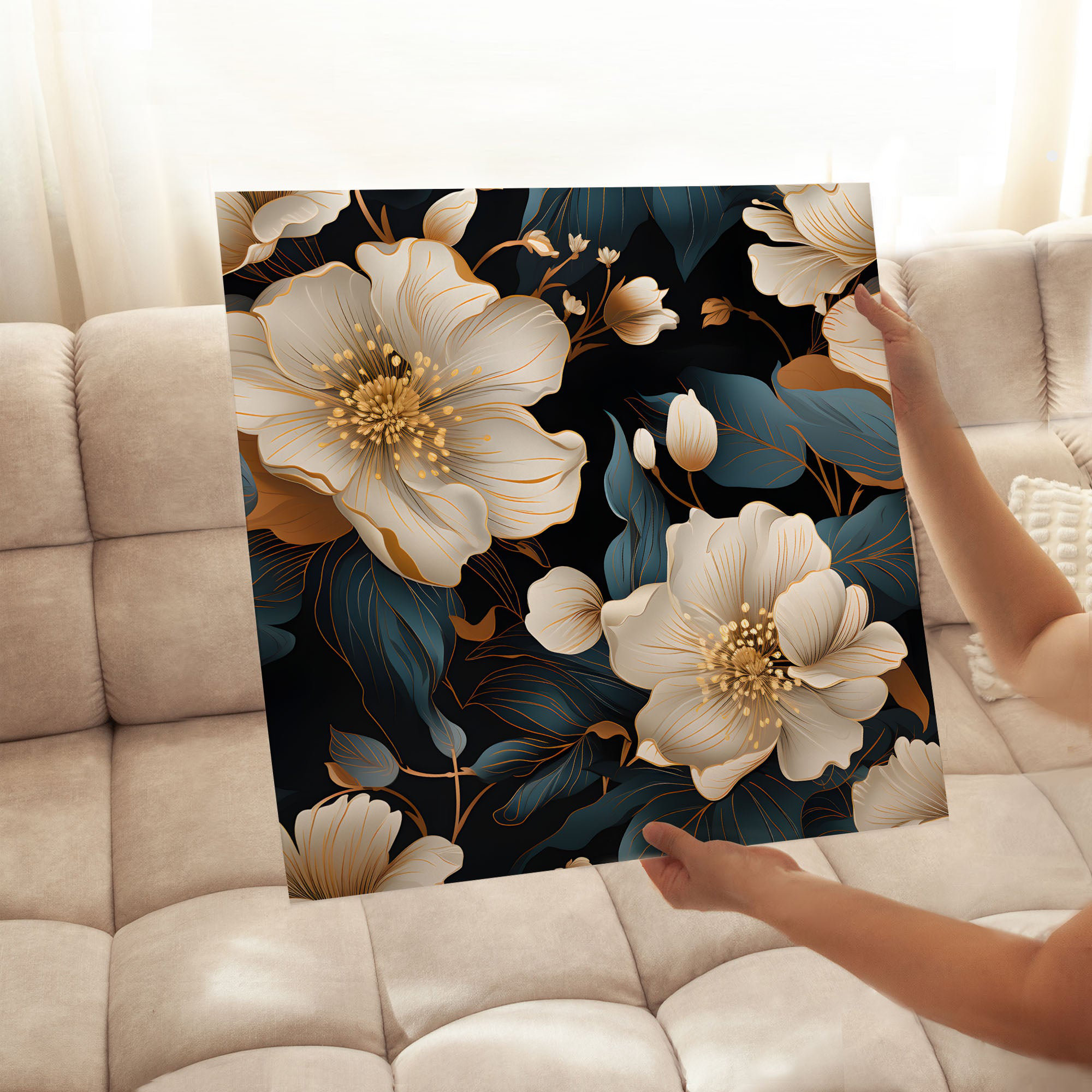 Winston Porter Floral Golden Luse Flowers III Modern Unframed Art Print ...