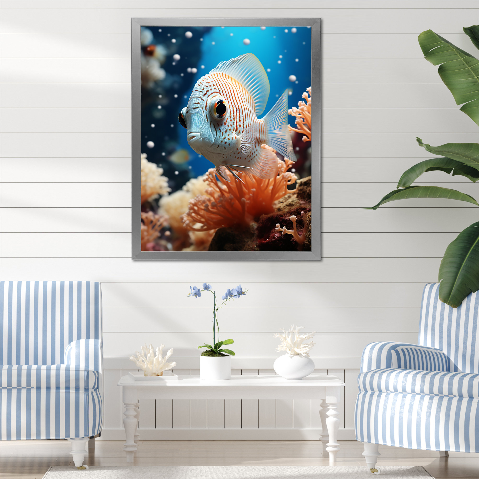 Highland Dunes Orange Butterfly Fish Coral Wonders II - Butterfly Fish ...