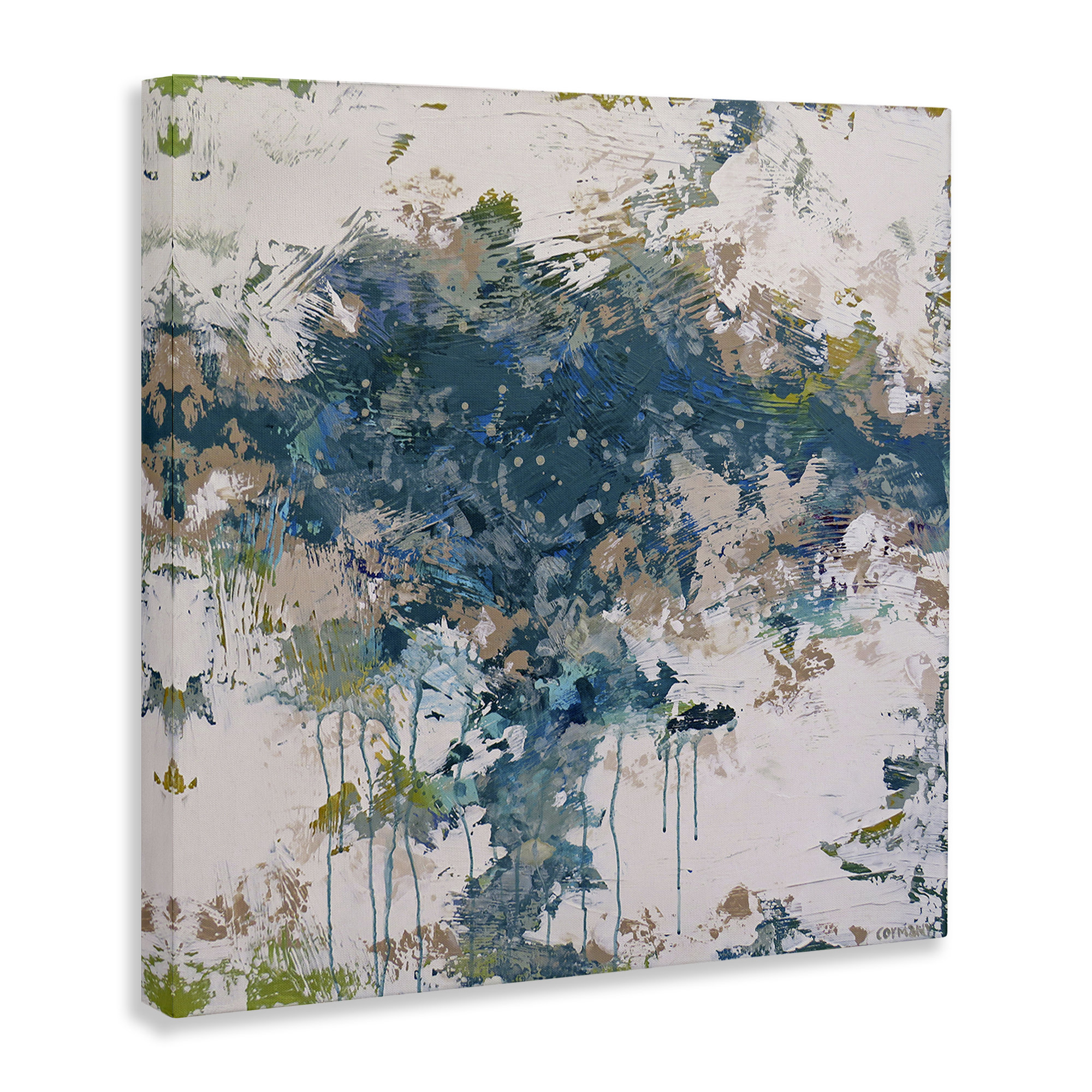 Orren Ellis Chaotic Paint Drip Abstract Canvas Wall Art by Claire ...