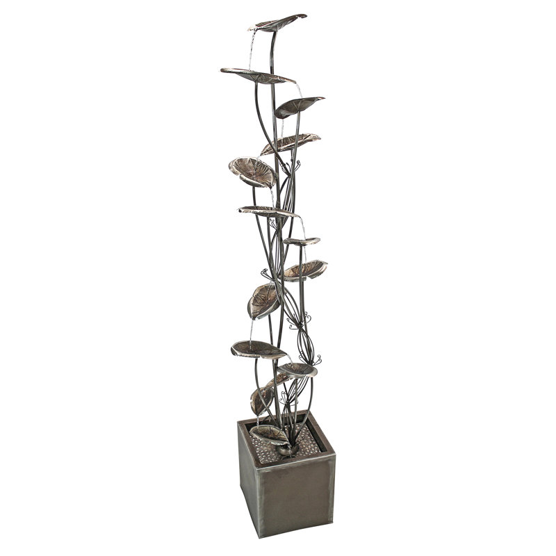August Grove® Metal Leaf Cascading Tower Fountain & Reviews | Wayfair