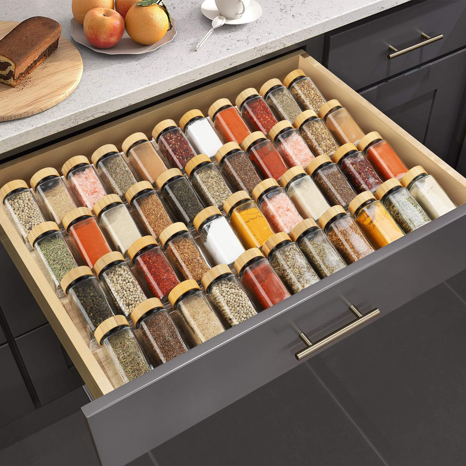 Latitude Run® 8-Tier Spice Drawer Organizer, Acrylic Condiment ...