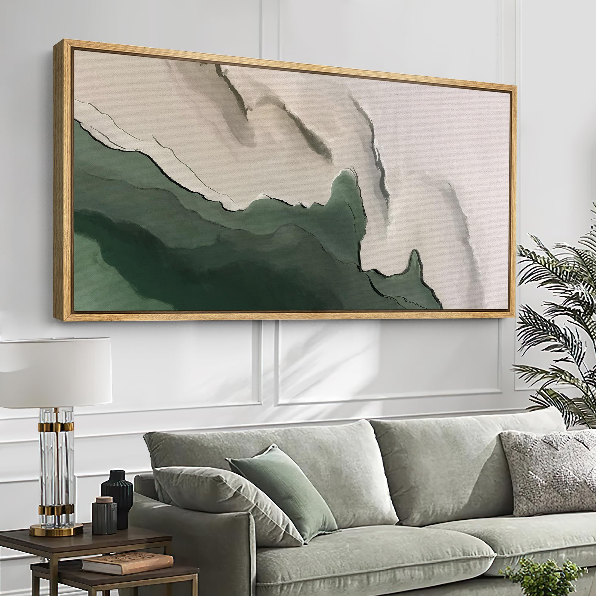 wall26 Faux Texture Abstract Green Minimalist Modern Artwork - Extra ...