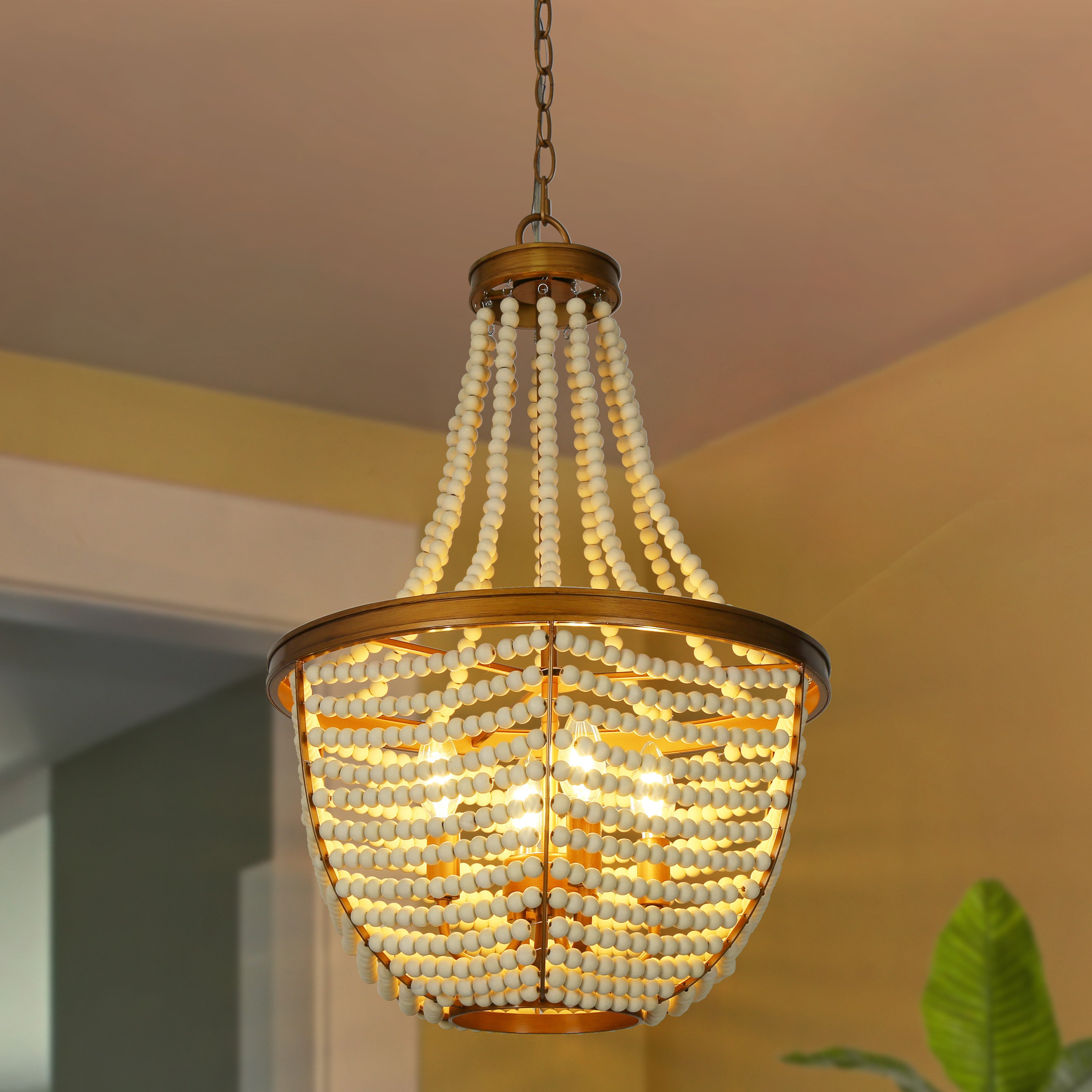 Dakota Fields Modern 4-Light Boho Empire Wood Chandelier - Wayfair Canada