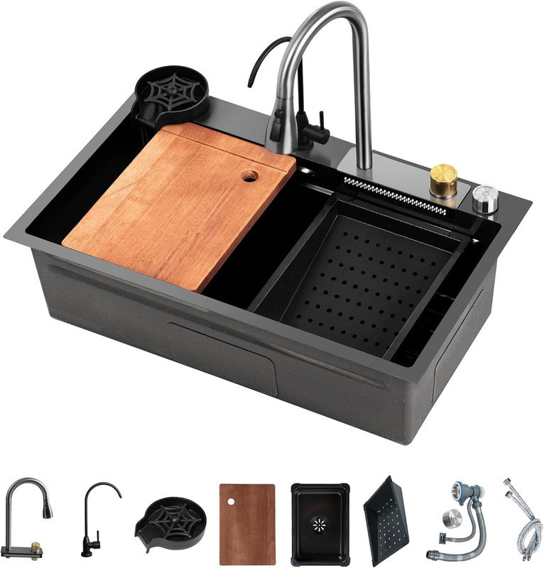 TTG PACE 31" L X 18" W Kitchen Sink With Faucet And Basket Strainer ...